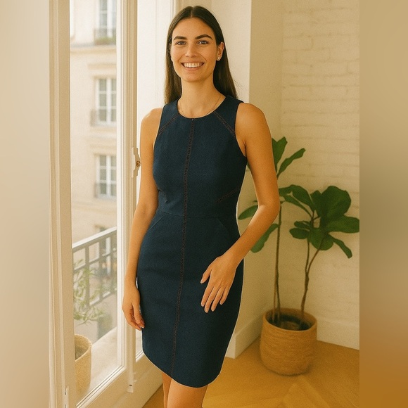 J. Crew | Dresses | J Crew Navy Blue Ladder Stitch Sheath Dress ...